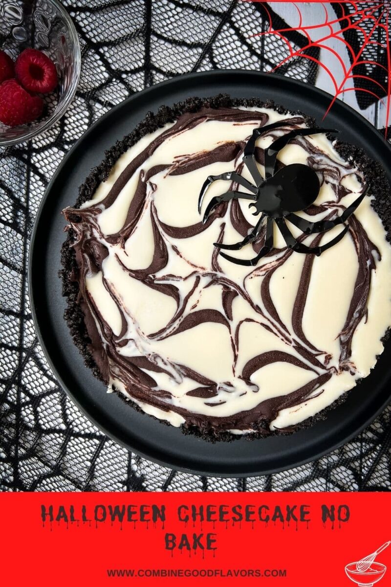 Spooktacular Cheesecake with "Bloody" Raspberry Filling