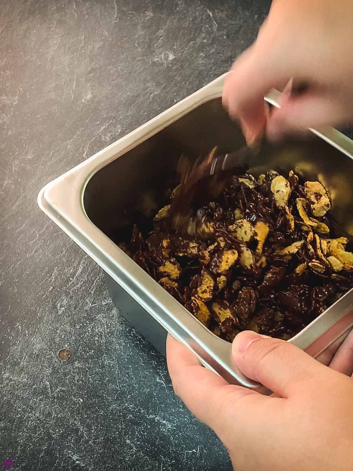 No Bake Cornflake Clusters with Dark Chocolate