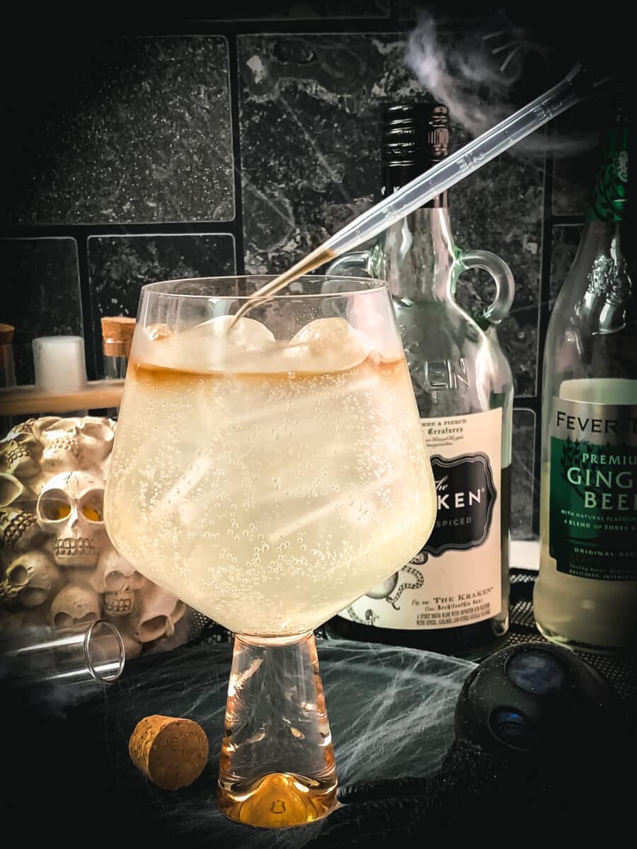 Spooky Kraken Black Spiced Rum and Ginger Beer Cocktail
